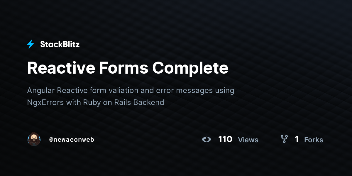 Reactive Forms Complete - StackBlitz