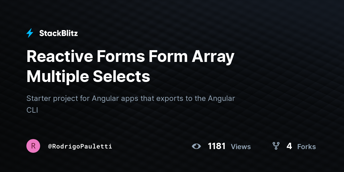 Reactive Forms Form Array Multiple Selects - StackBlitz