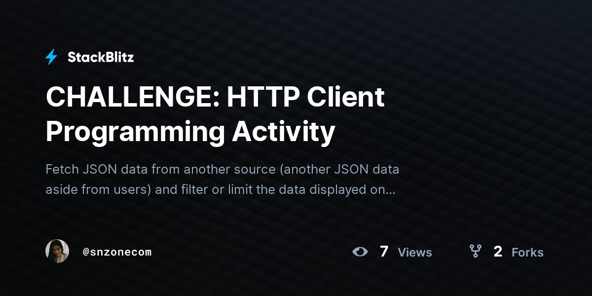 CHALLENGE: HTTP Client Programming Activity - StackBlitz