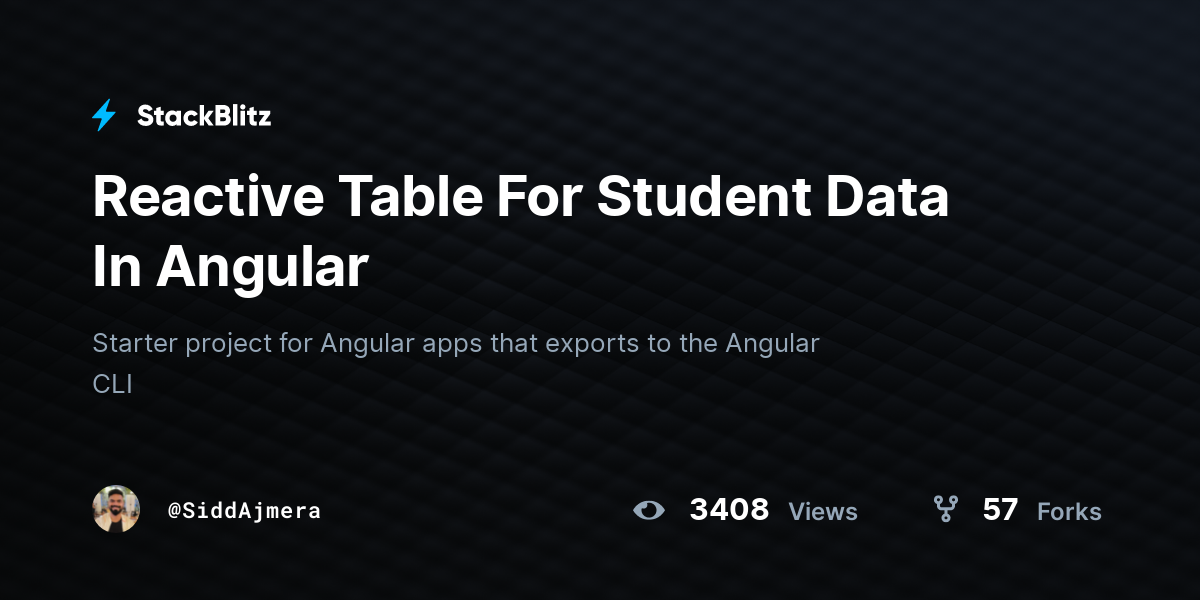 Reactive Table For Student Data In Angular - StackBlitz