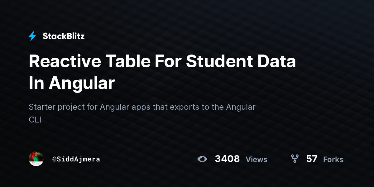 Reactive Table For Student Data In Angular - StackBlitz