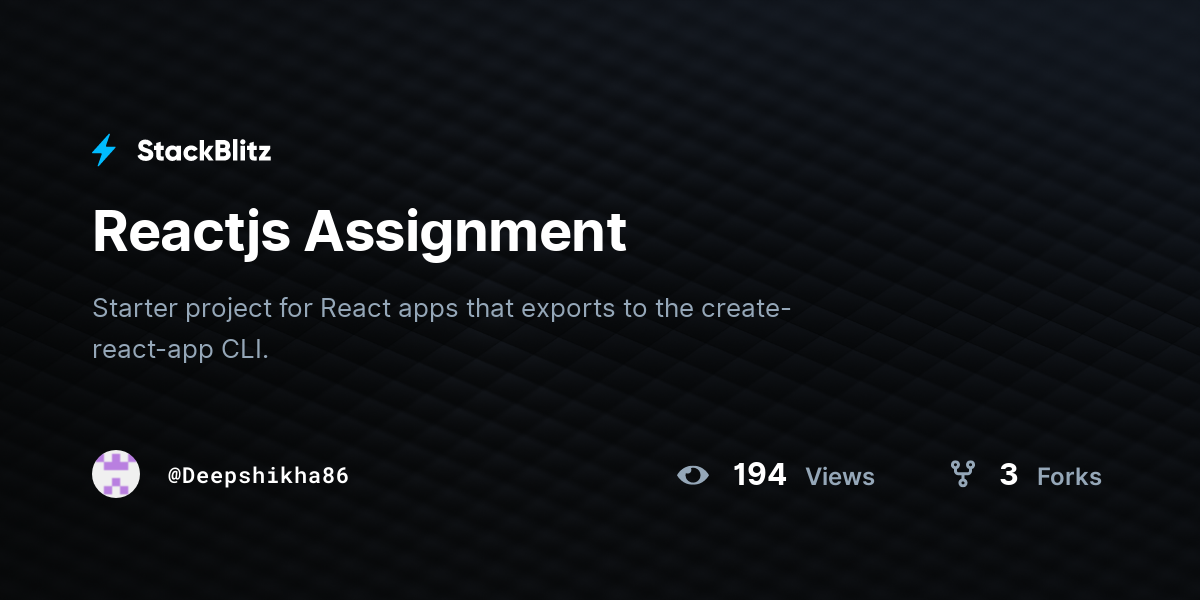 Reactjs Assignment - StackBlitz