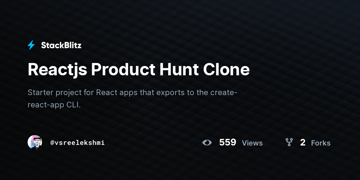 Reactjs Product Hunt Clone - StackBlitz