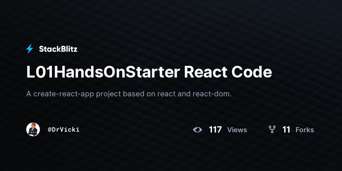 L01HandsOnStarter React Code - StackBlitz