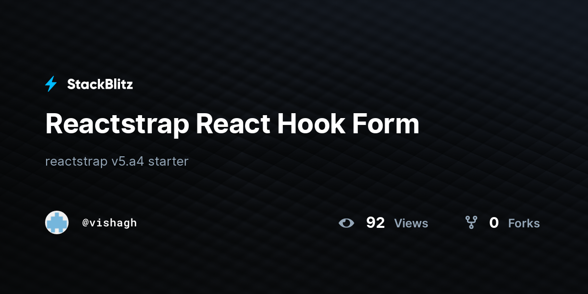 Reactstrap React Hook Form - StackBlitz
