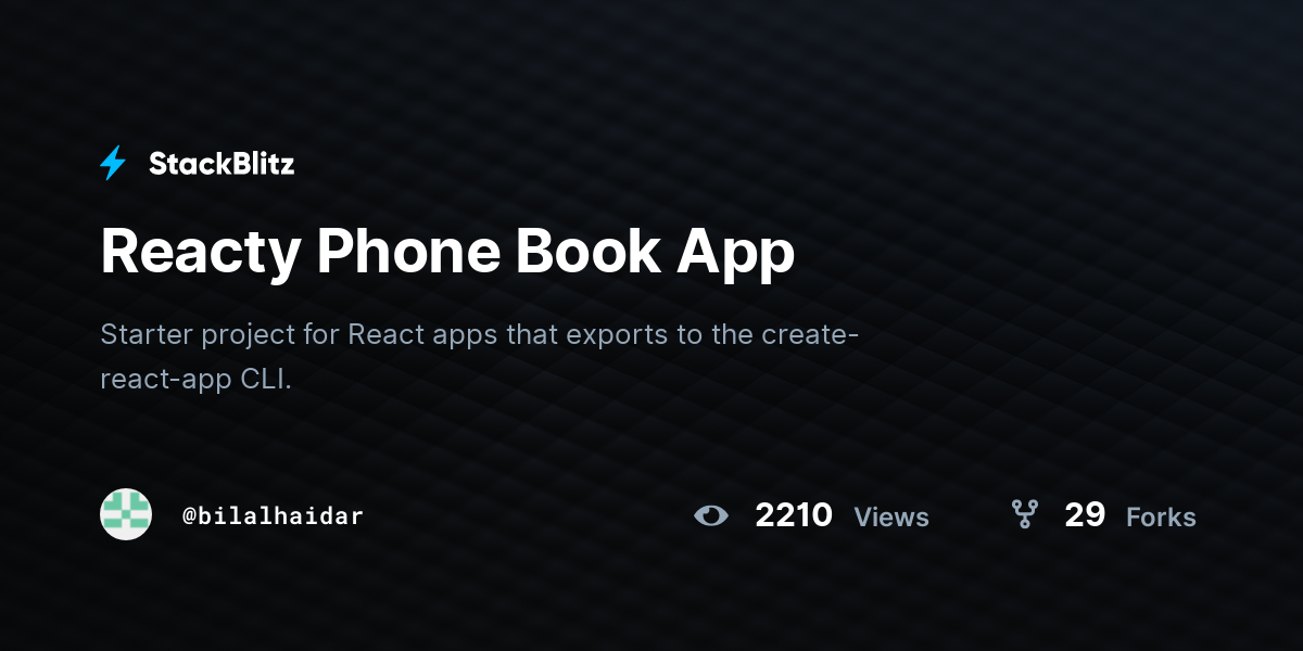 Reacty Phone Book App - StackBlitz