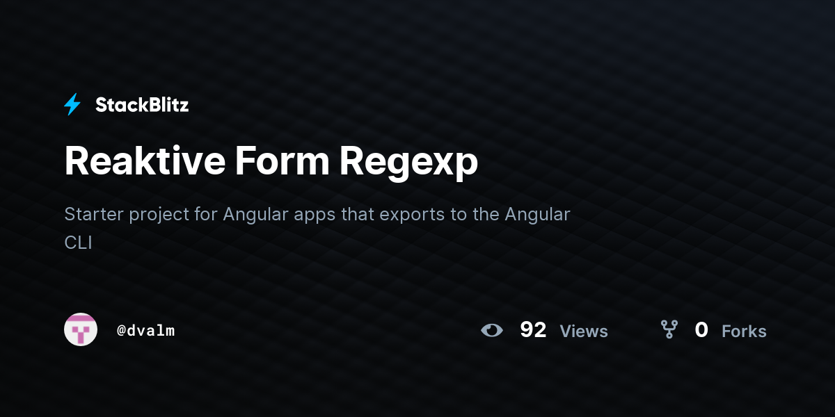 Reaktive Form Regexp - StackBlitz