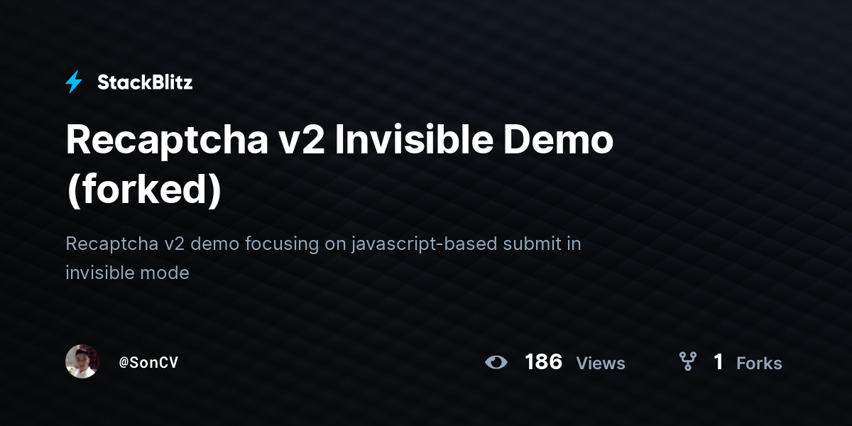 Recaptcha v2 Invisible Demo (forked) - StackBlitz