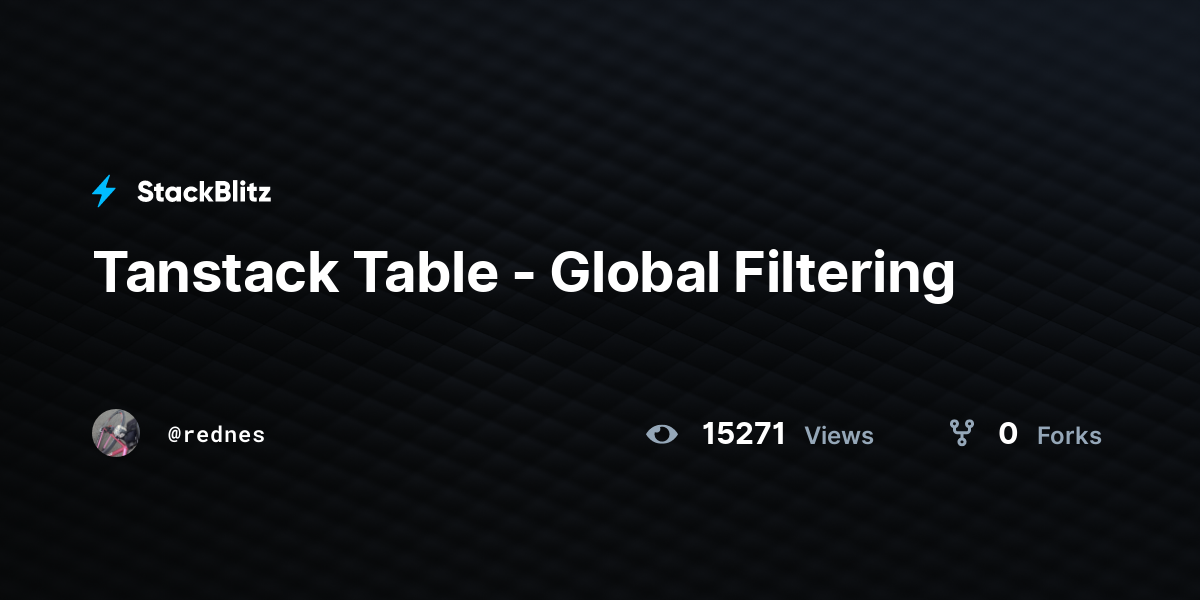 Tanstack Table - Global Filtering - StackBlitz Tanstack Table - Global Filtering - StackBlitz