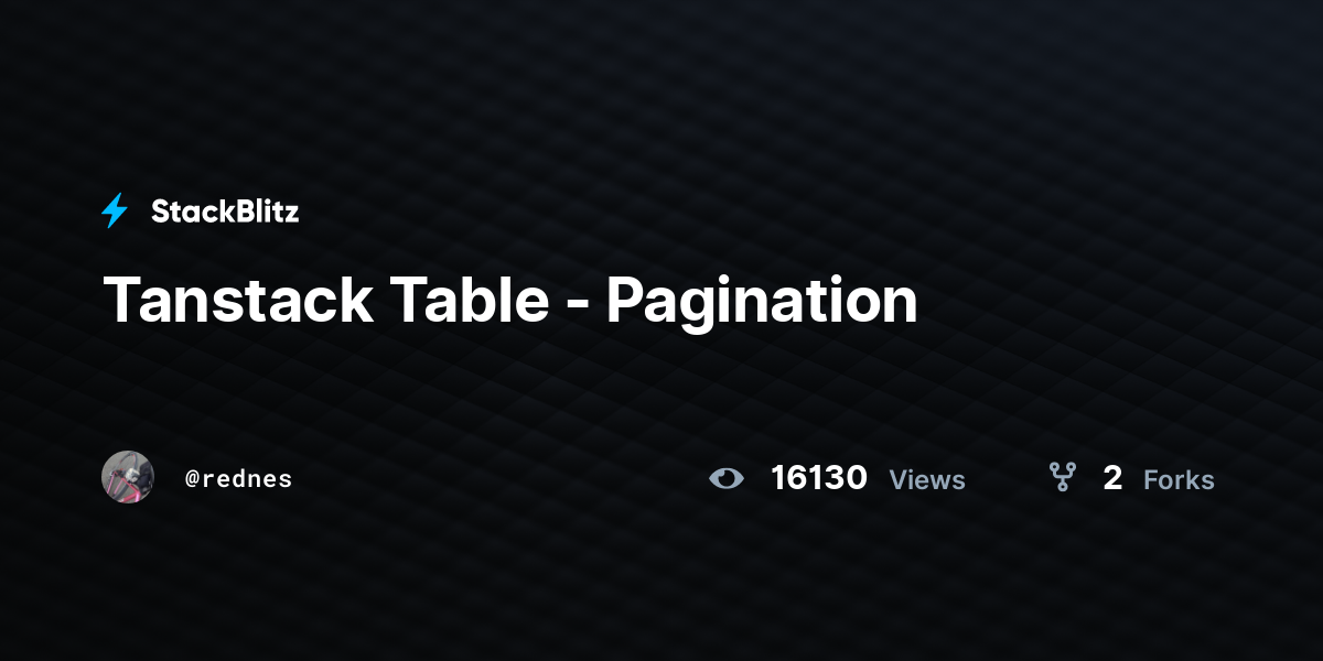 Tanstack Table - Pagination - StackBlitz Tanstack Table - Pagination - StackBlitz