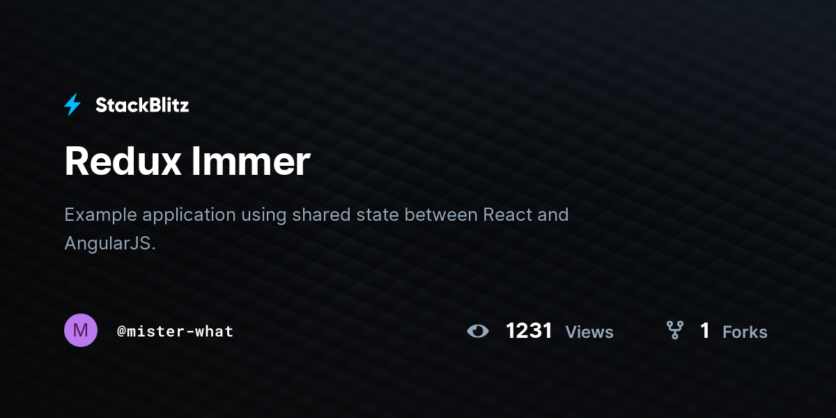 Redux Immer - StackBlitz Redux Immer - StackBlitz