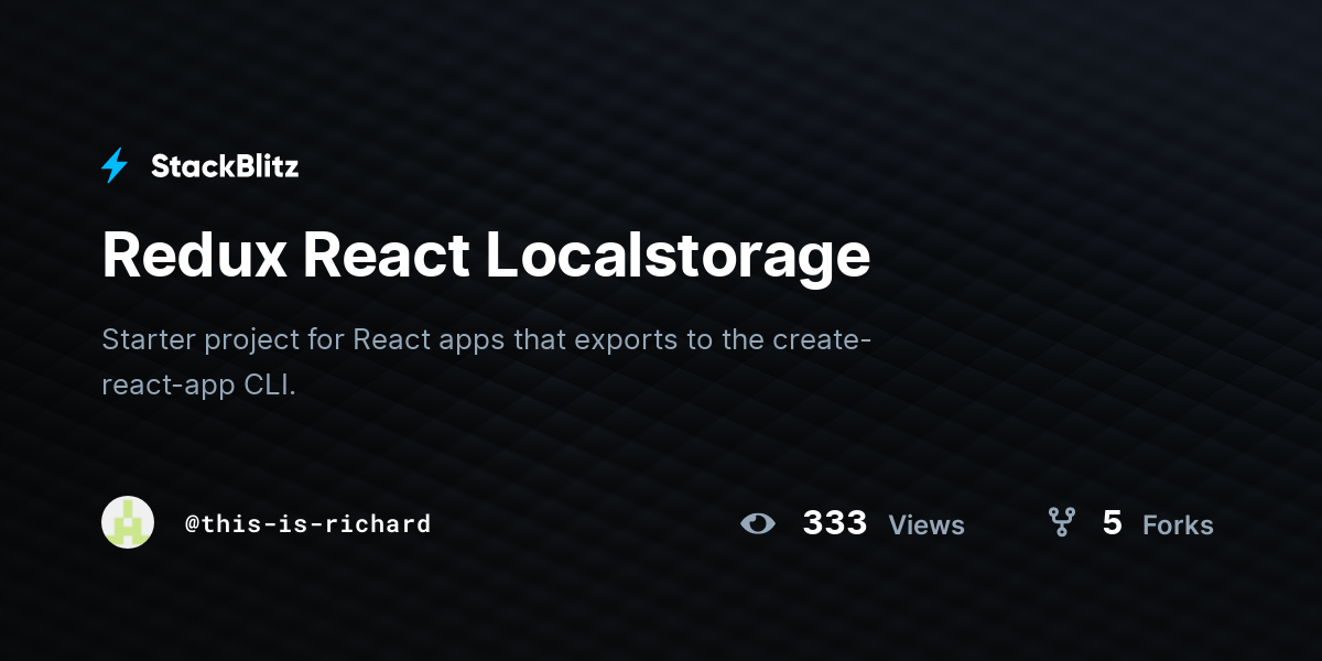 Redux React Localstorage - StackBlitz Redux React Localstorage - StackBlitz
