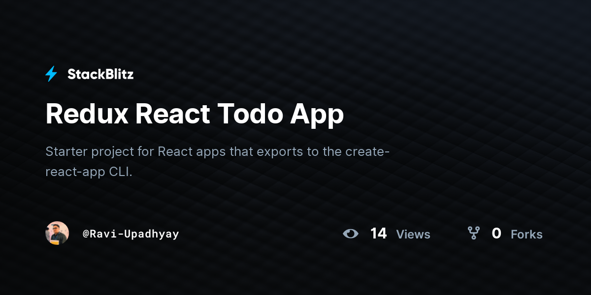 Redux React Todo App - StackBlitz Redux React Todo App - StackBlitz