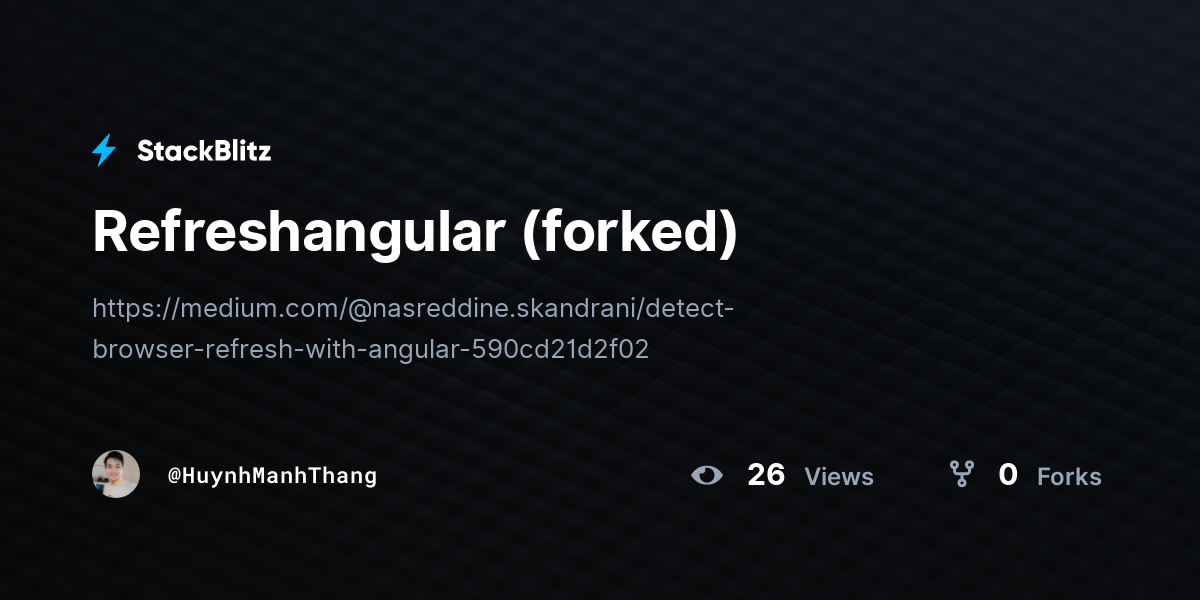 Refreshangular (forked) - StackBlitz Refreshangular (forked) - StackBlitz