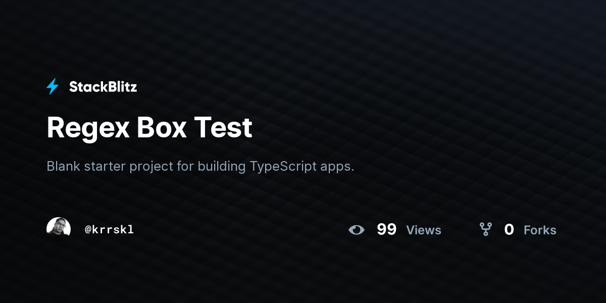 Regex Box Test Stackblitz