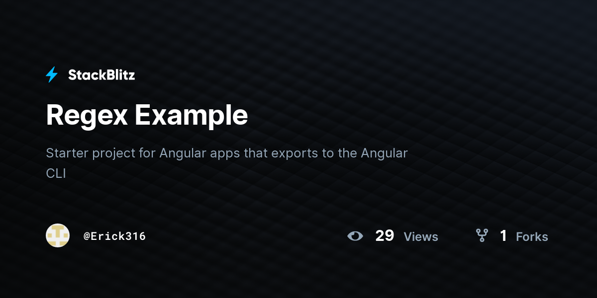 Regex Example - StackBlitz Regex Example - StackBlitz