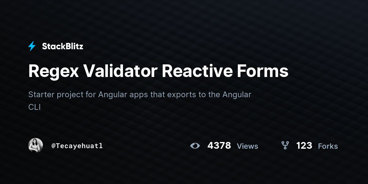 Regex Validator Reactive Forms - StackBlitz