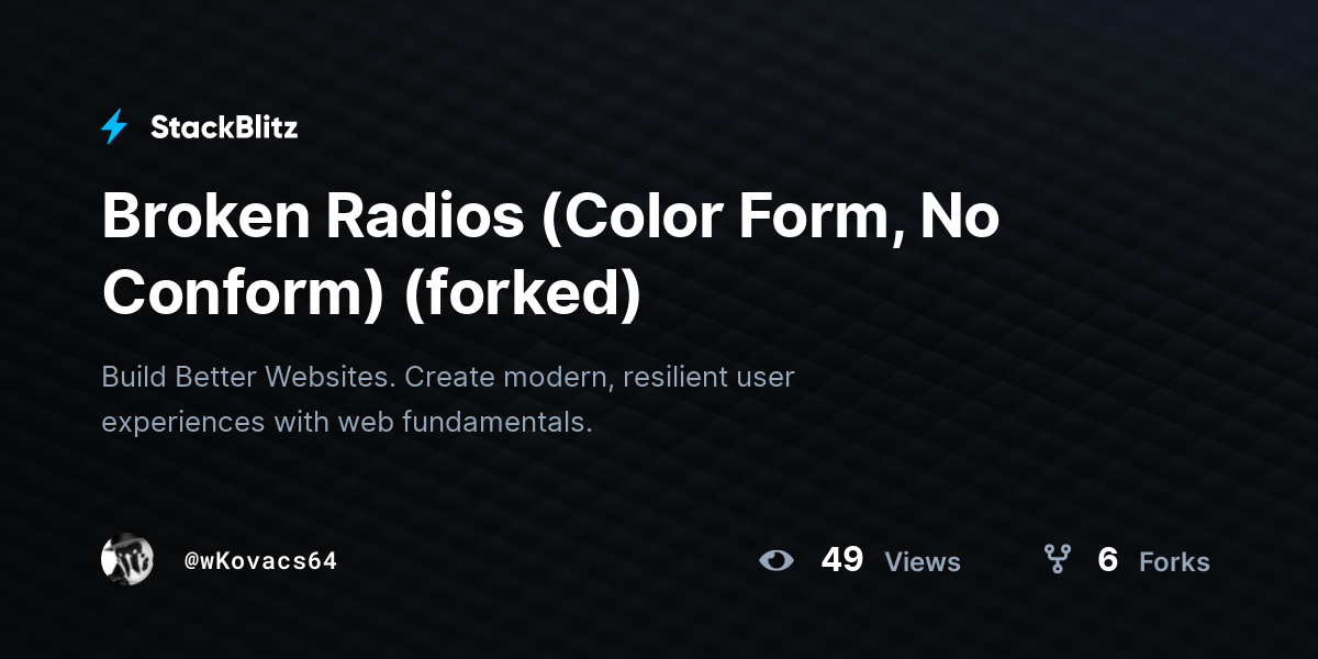 Broken Radios (Color Form, No Conform) (forked) - StackBlitz Broken Radios (Color Form, No Conform) (forked) - StackBlitz