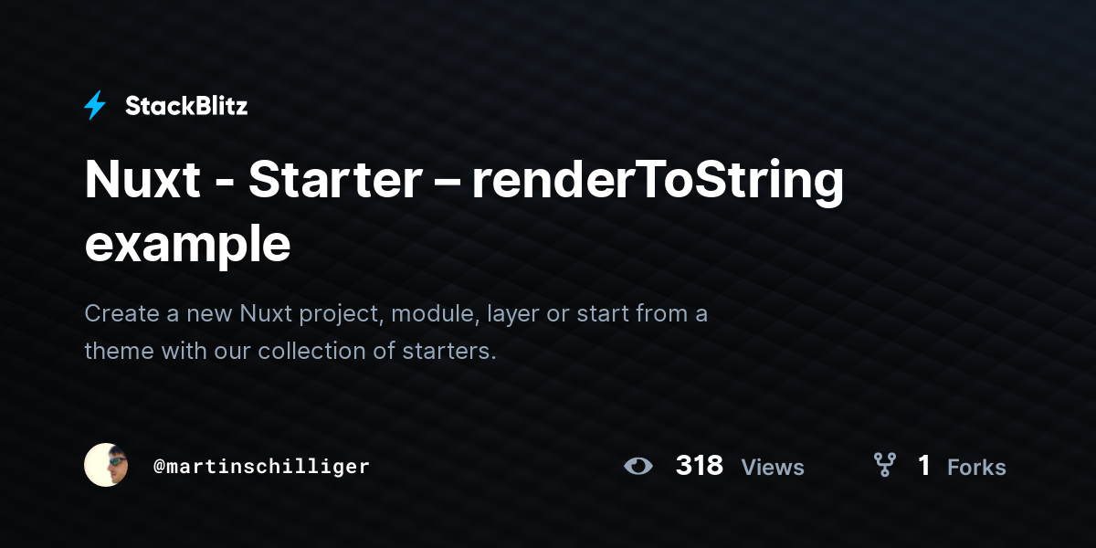 Nuxt - Starter – renderToString example - StackBlitz