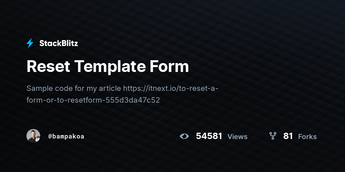 Reset Template Form - StackBlitz