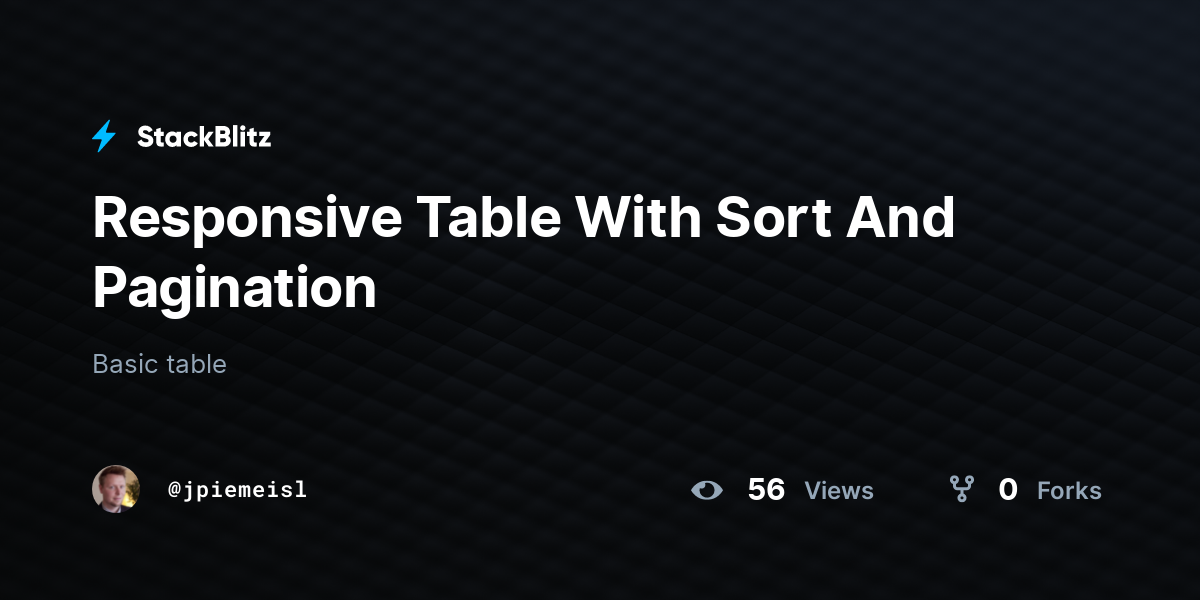 Responsive Table With Sort And Pagination - StackBlitz Responsive Table With Sort And Pagination - StackBlitz