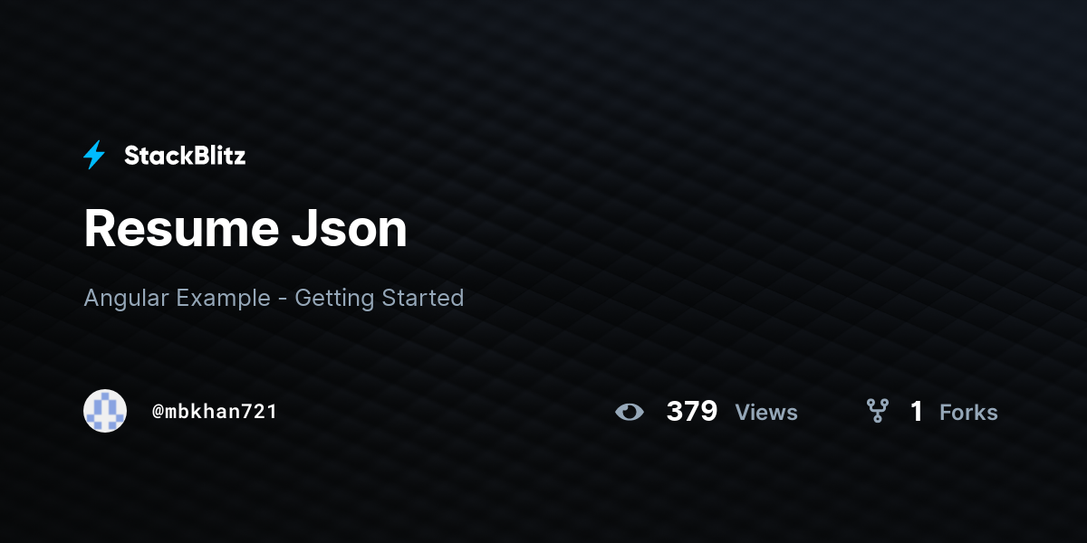 Resume Json - StackBlitz