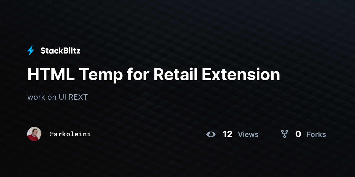 HTML Temp for Retail Extension - StackBlitz