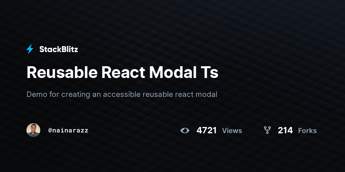 Reusable React Modal Ts - StackBlitz