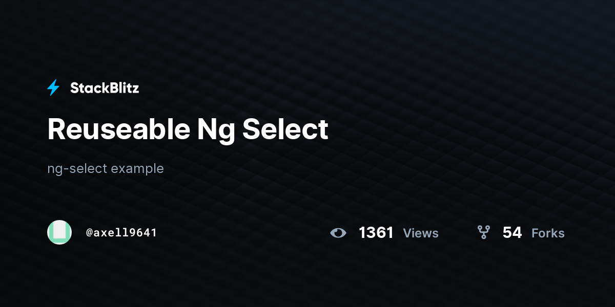 Reuseable Ng Select - StackBlitz
