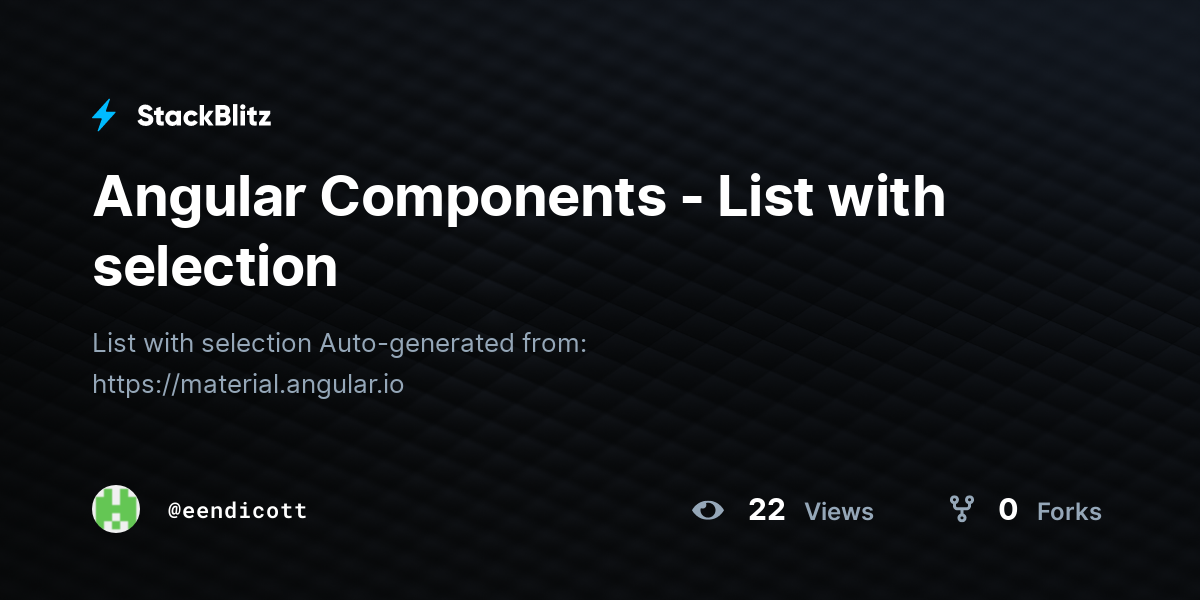 Angular Components - List with selection - StackBlitz