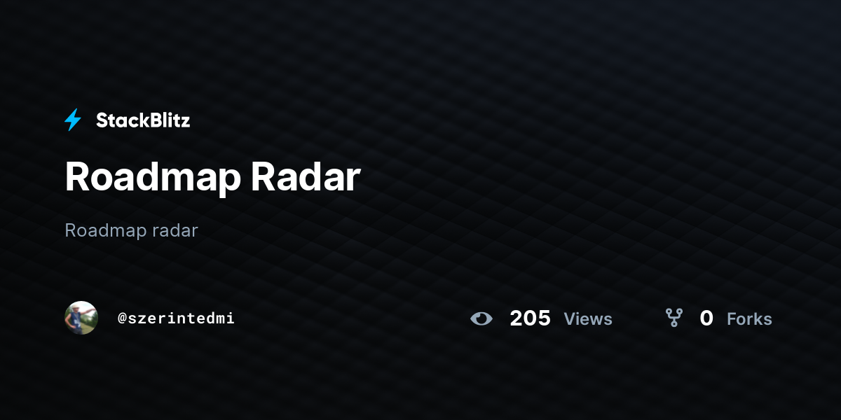 Roadmap Radar - StackBlitz