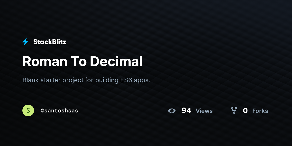 Roman To Decimal - StackBlitz