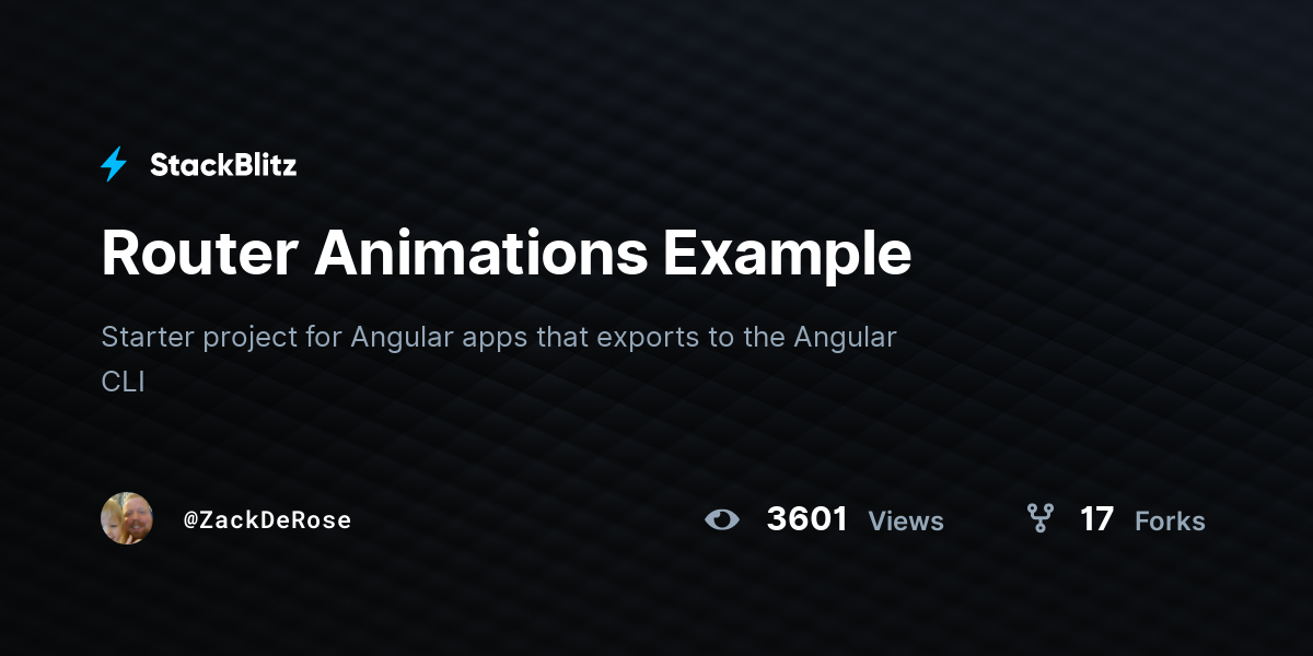 Router Animations Example - StackBlitz