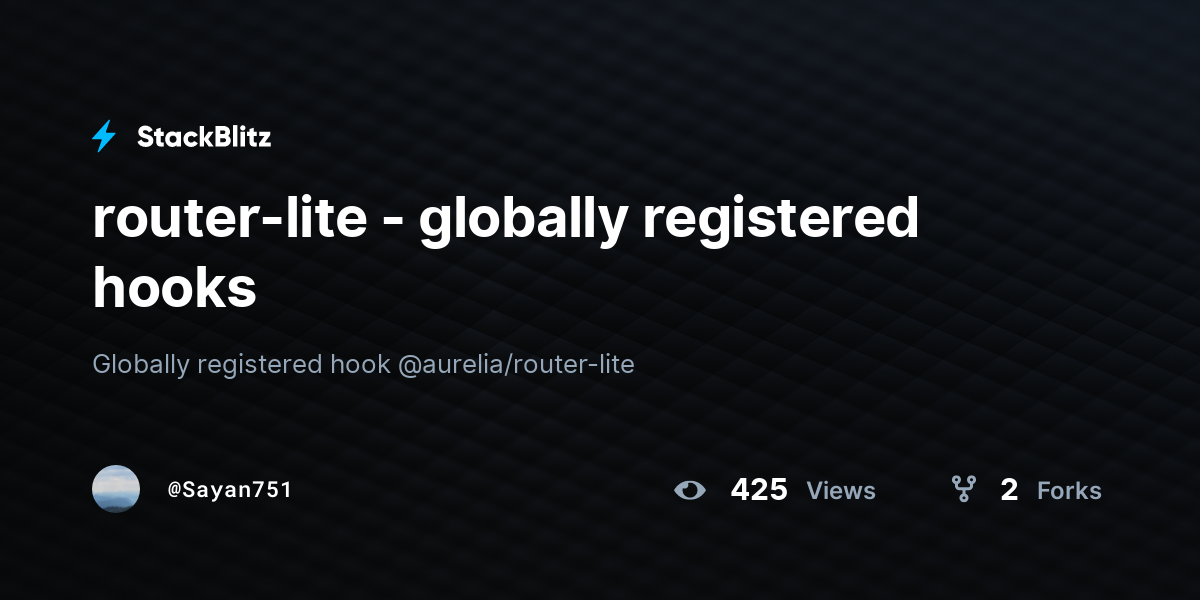 router-lite - globally registered hooks - StackBlitz