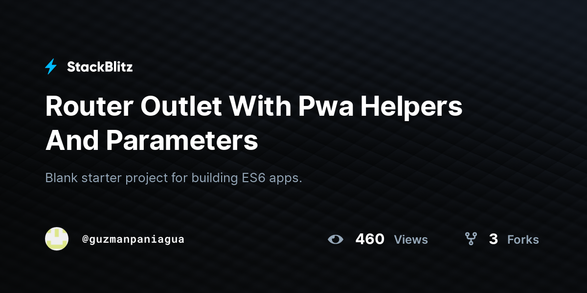 Router Outlet With Pwa Helpers And Parameters - StackBlitz