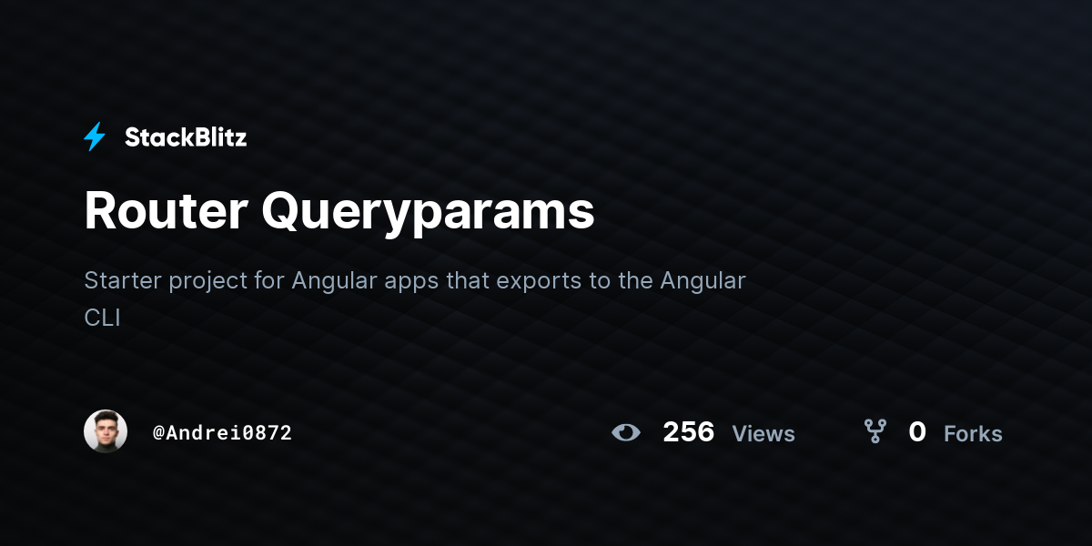 Router Queryparams Stackblitz 7595
