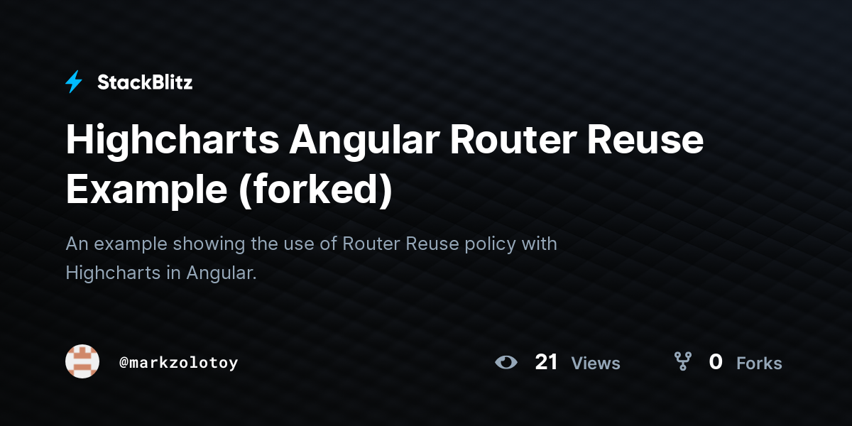 Highcharts Angular Router Reuse Example (forked) - StackBlitz