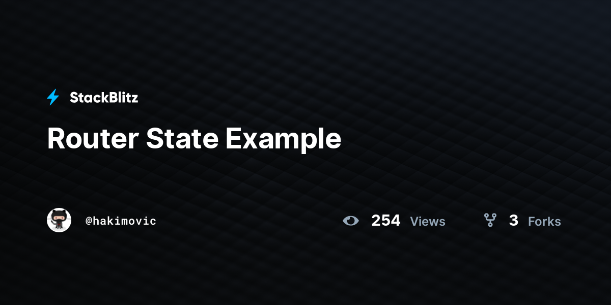 Router State Example Stackblitz