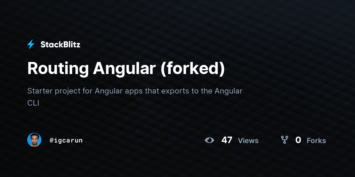 Routing Angular (forked) - StackBlitz Routing Angular (forked) - StackBlitz