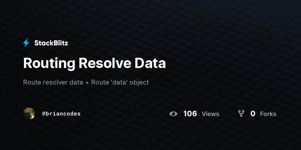 Routing Resolve Data - StackBlitz