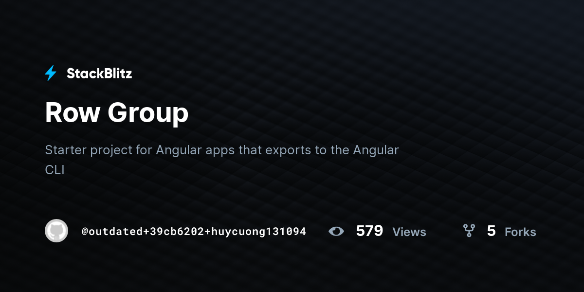 Row Group - StackBlitz