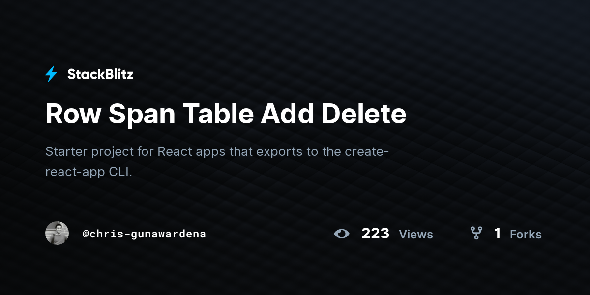 Row Span Table Add Delete - StackBlitz Row Span Table Add Delete - StackBlitz