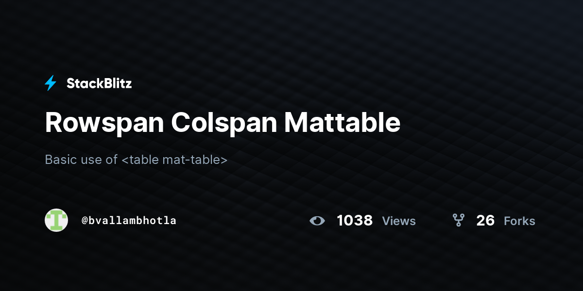 Rowspan Colspan Mattable Stackblitz