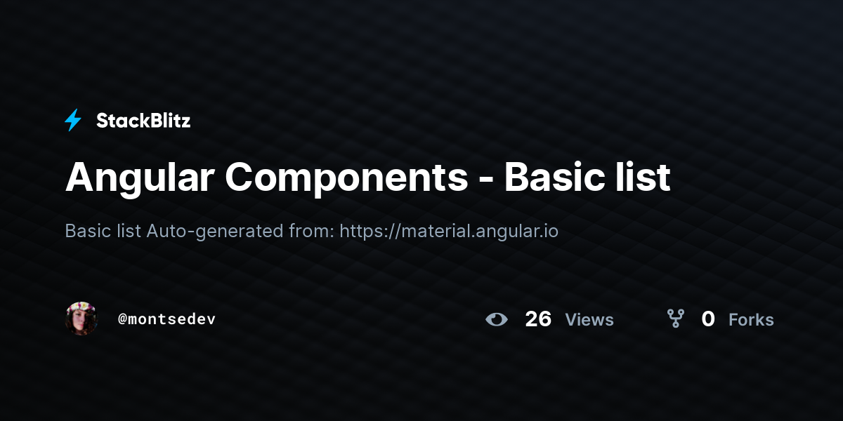 Angular Components - Basic list - StackBlitz