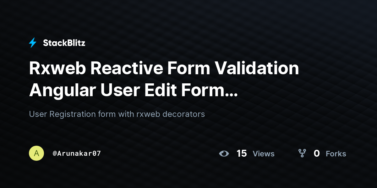 Rxweb Reactive Form Validation Angular User Edit Form (duplicated ... Rxweb Reactive Form Validation Angular User Edit Form (duplicated ...