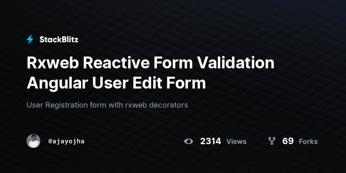 Rxweb Reactive Form Validation Angular User Edit Form - StackBlitz