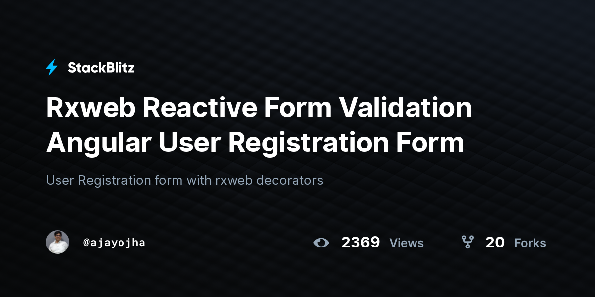 Rxweb Reactive Form Validation Angular User Registration Form - StackBlitz
