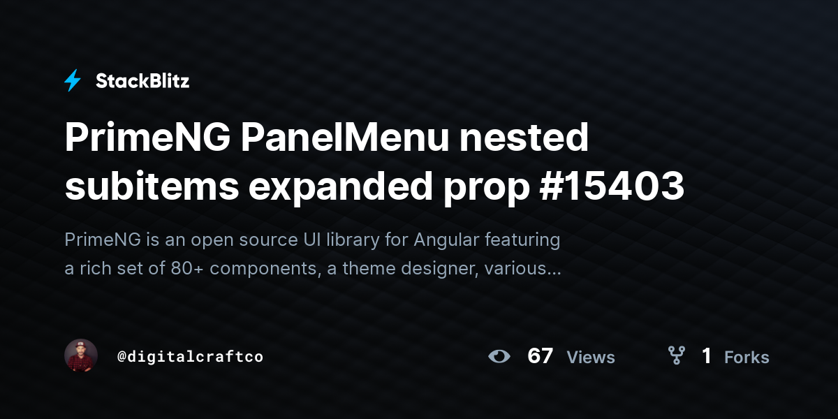 PrimeNG PanelMenu nested subitems expanded prop #15403 - StackBlitz PrimeNG PanelMenu nested subitems expanded prop #15403 - StackBlitz