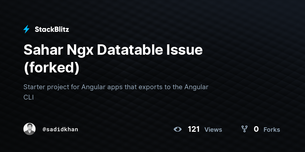 Sahar Ngx Datatable Issue (forked) - StackBlitz Sahar Ngx Datatable Issue (forked) - StackBlitz