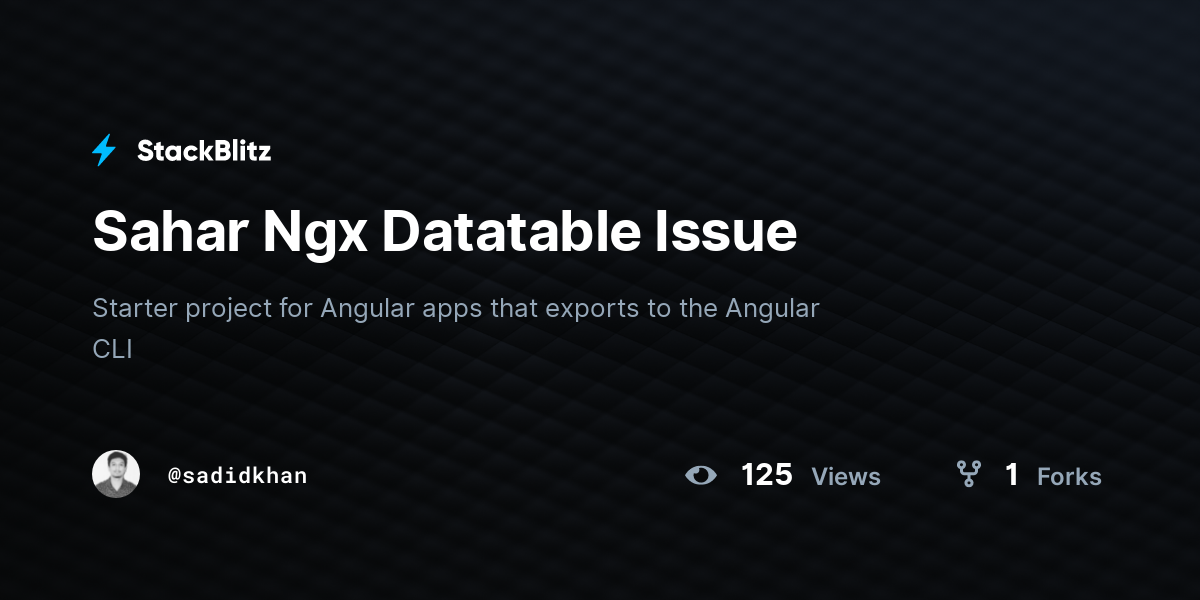 Sahar Ngx Datatable Issue - StackBlitz